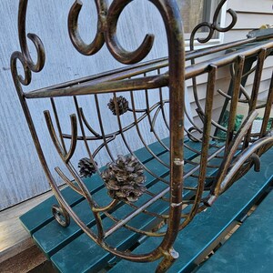 Wrought Iron Vintage Magazine Rack Scroll Work Pine Cones Branches ...