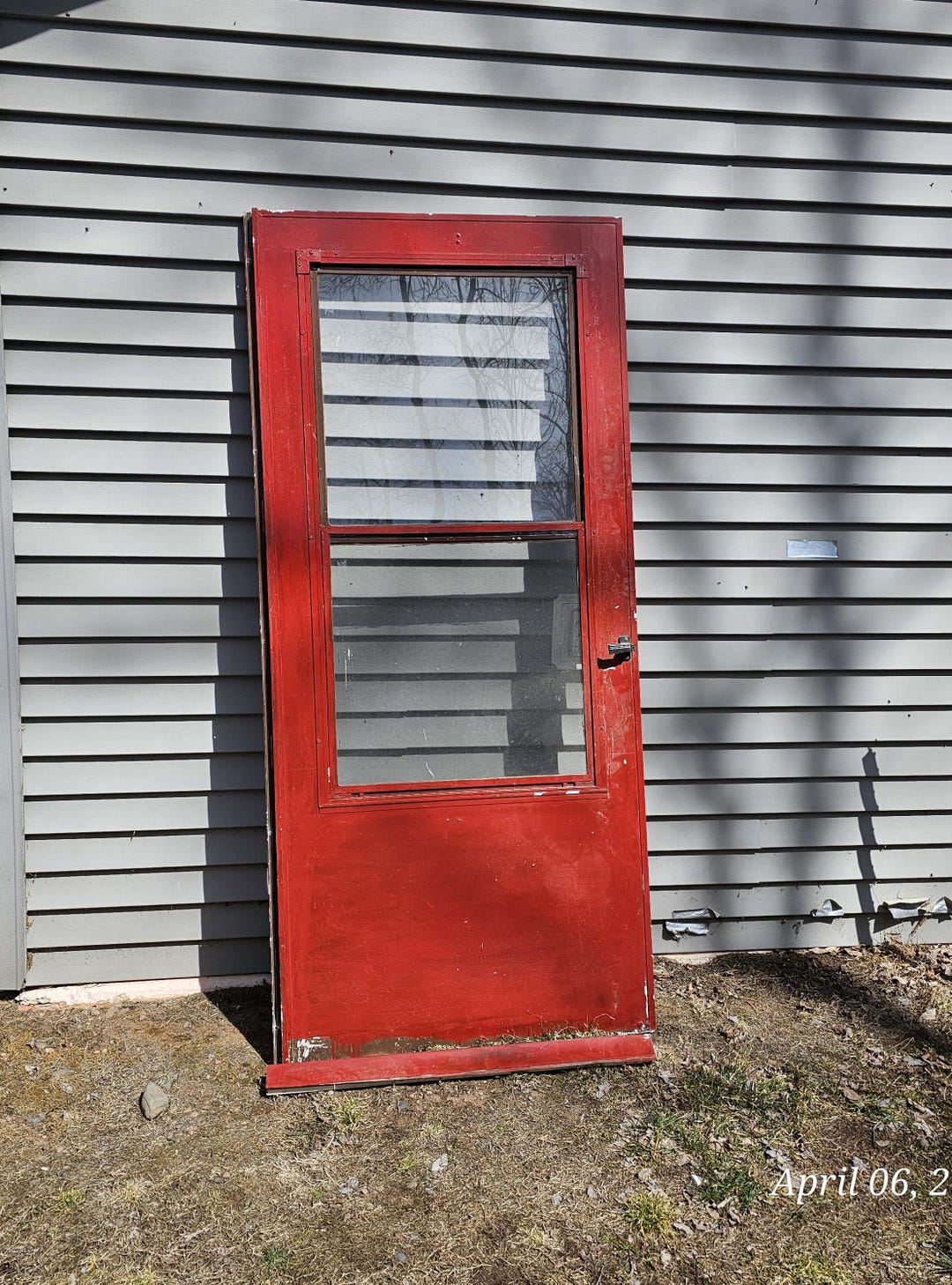 Red Painted Metal Combination Storm Door Window Screen Intact ...