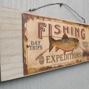 Rustic Metal Fishing Sign Lake Ocean River Brook Trout Outdoor Wall ...