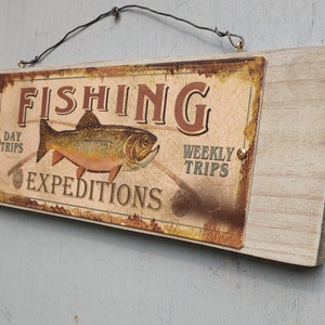 Rustic Metal Fishing Sign Lake Ocean River Brook Trout Outdoor Wall ...