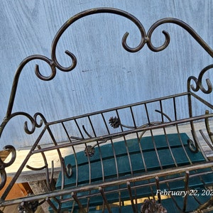 Wrought Iron Vintage Magazine Rack Scroll Work Pine Cones Branches ...