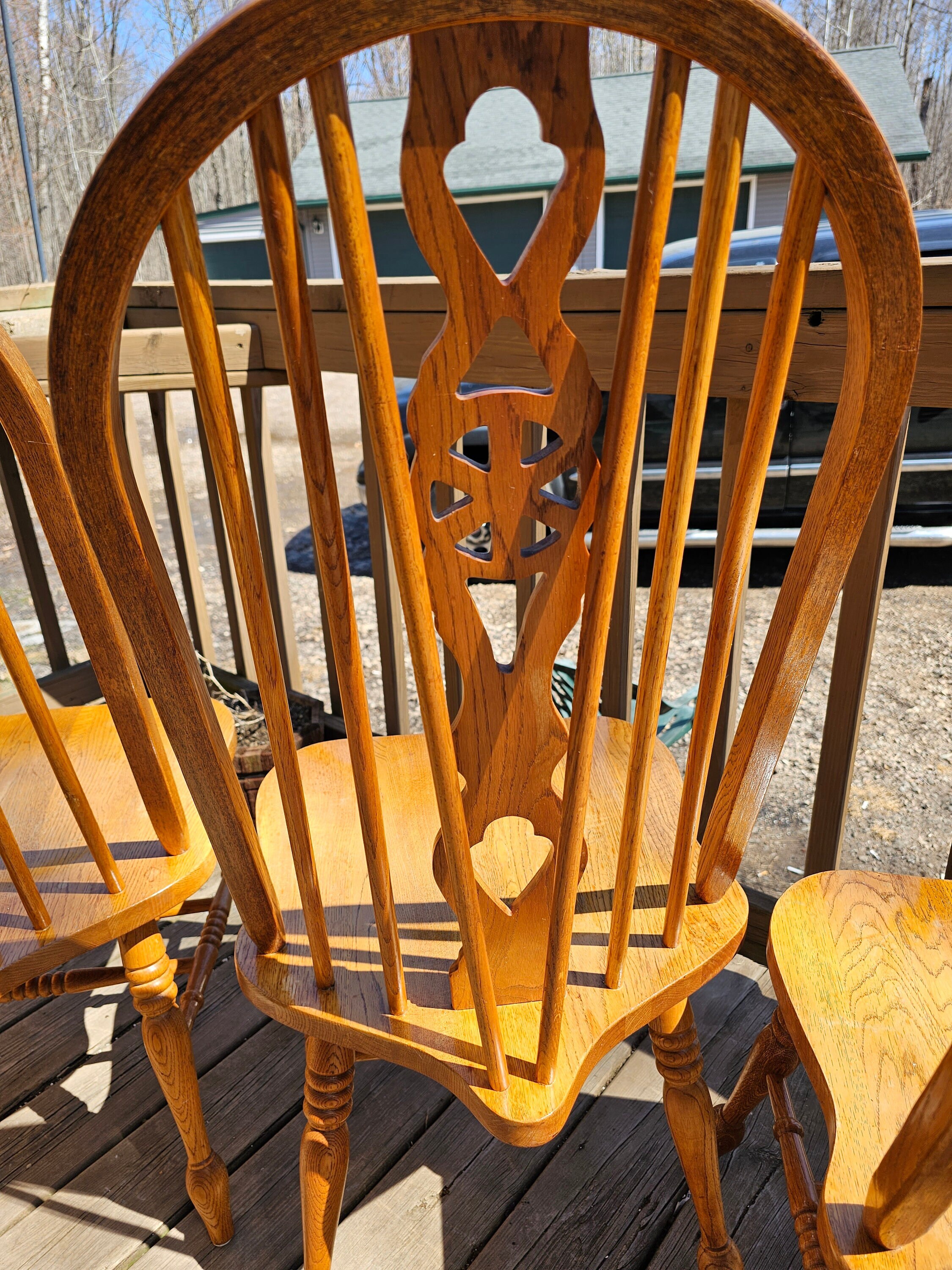 Vintage Windsor Back Chairs Fiddle Wheel Dining Kitchen Seats Oak ...