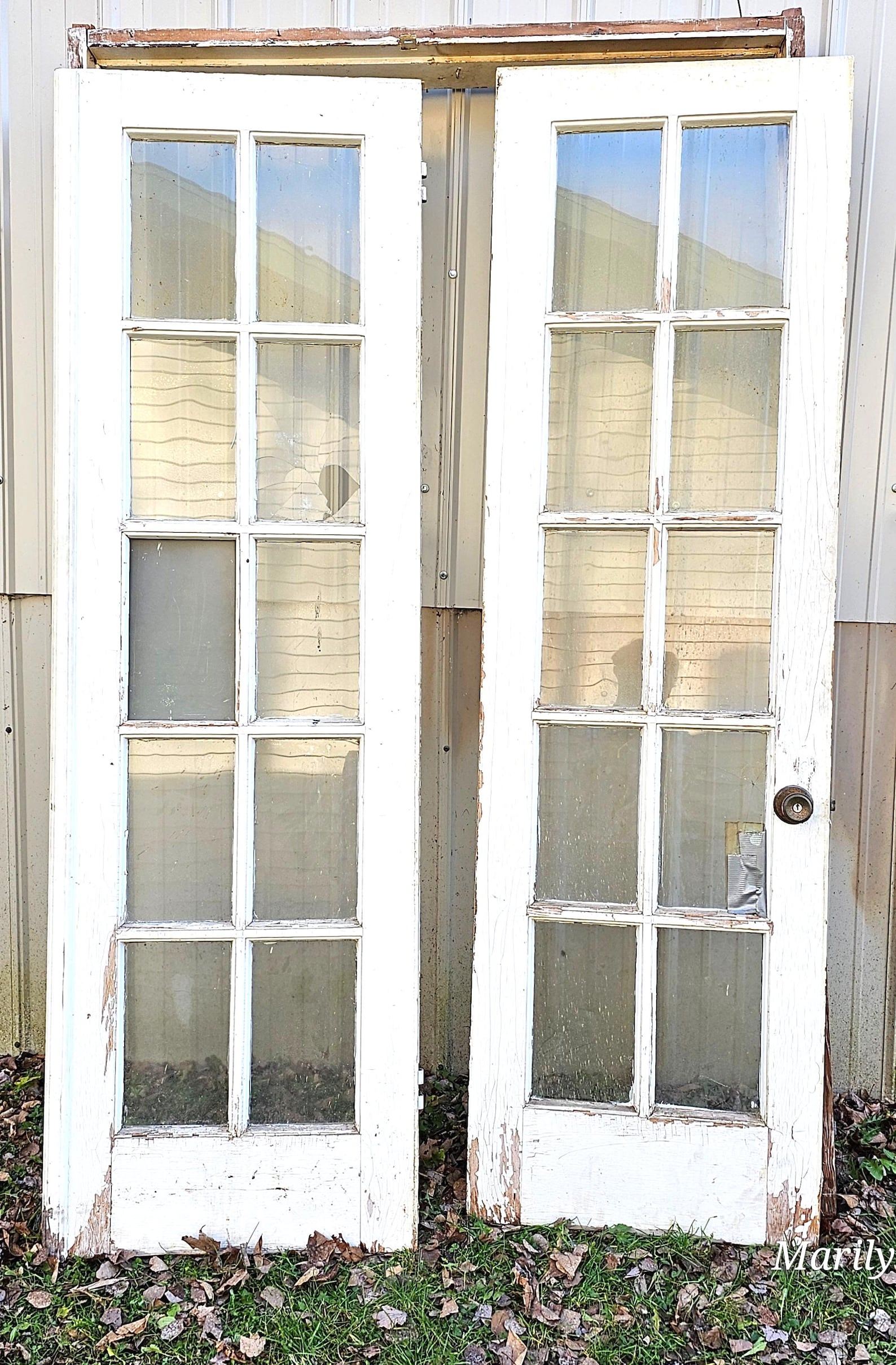 Vintage 10-pane French Doors With Frame: Architectural Salvage ...