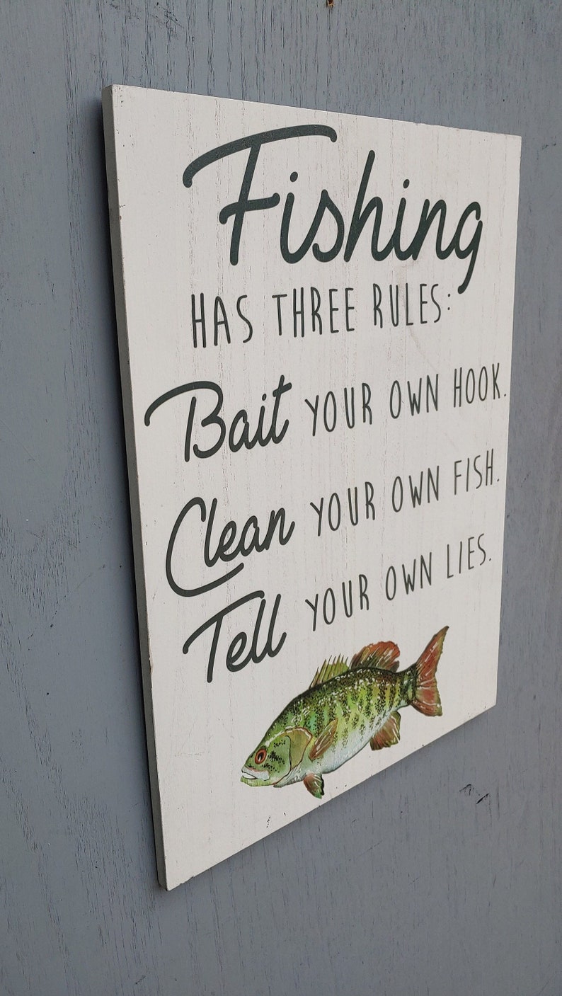 Fishing Rules Sign Lake Ocean River Wildlife Decor Rustic Wall - Etsy