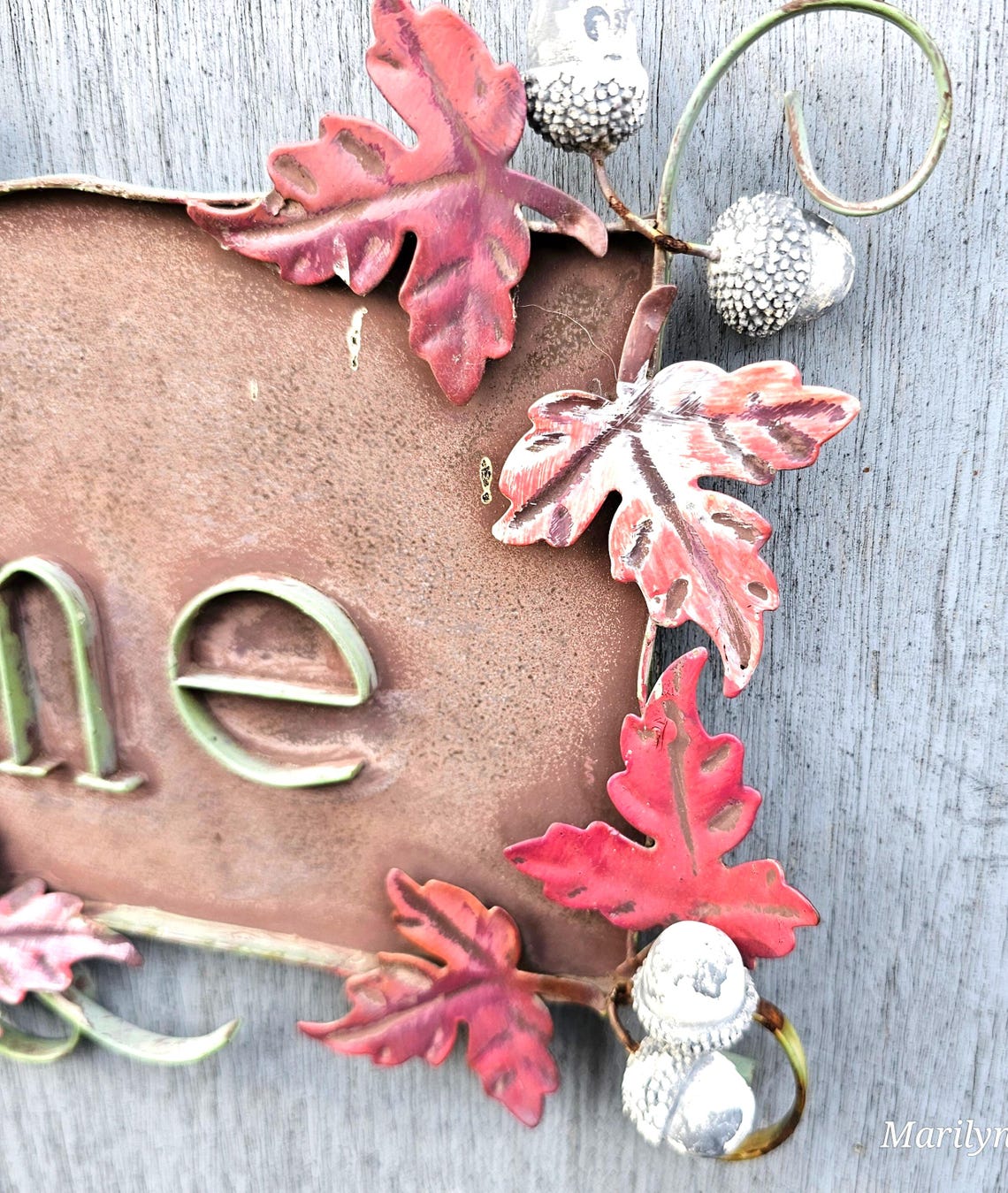 Vintage Metal Welcome Sign: Acorns & Oak Leaf Wall Decor ~ 1384 - Etsy