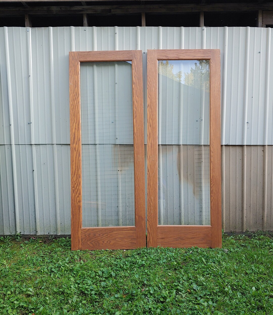 French Doors No Handles Full Lite Vintage Interior Pocket Matching ...