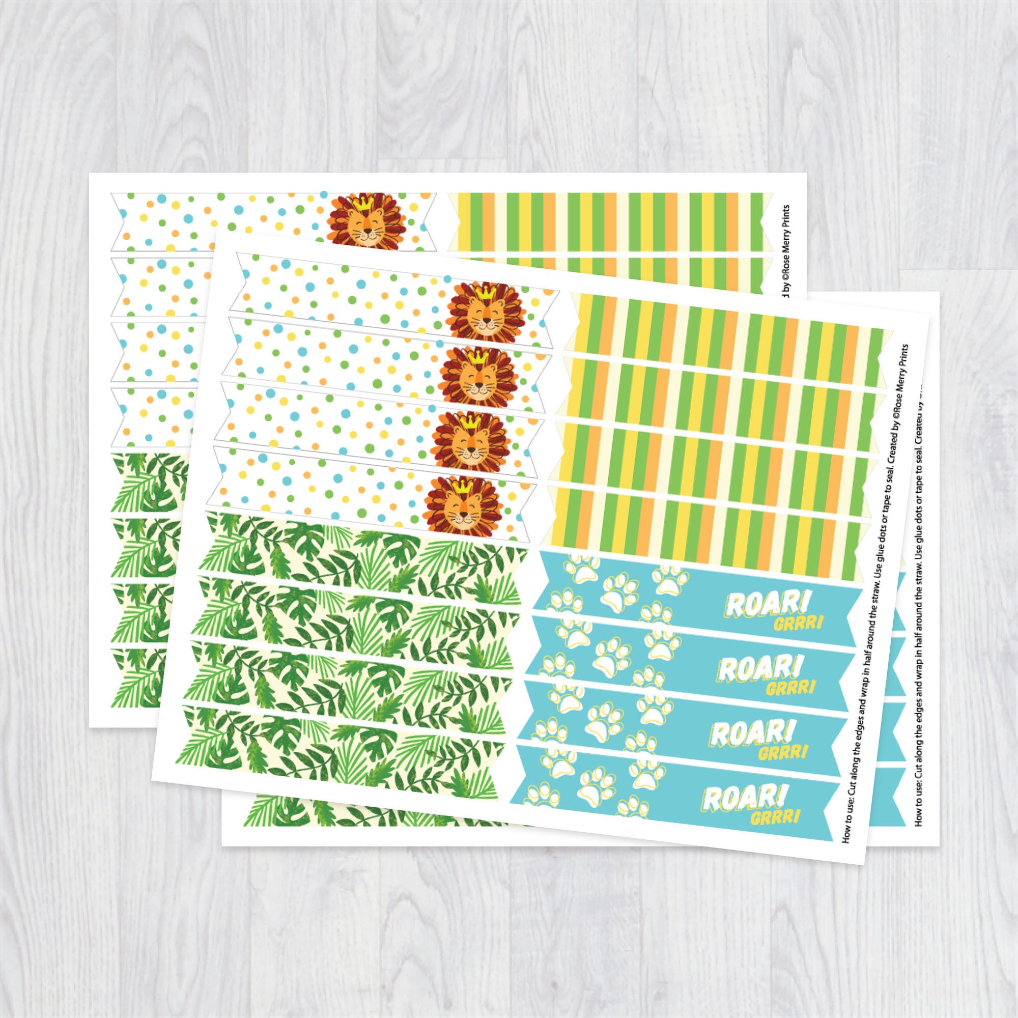 Lion Straw Flags – Printable Straw Flag – Digital PDF – Boy Party Decor ...