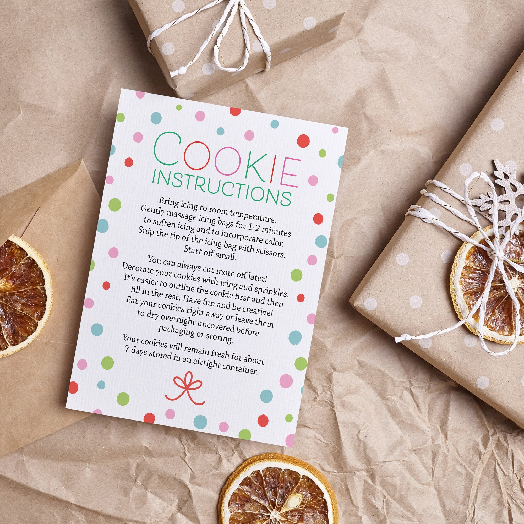 Christmas DIY Cookie Kit Instruction Card, INSTANT Download, Christmas ...