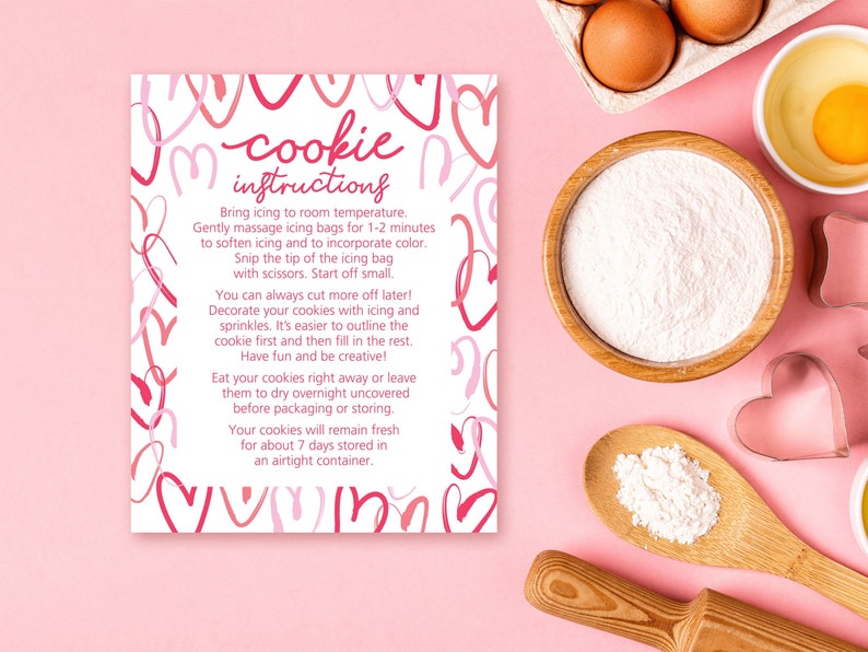 Valentines Cookiecard, DIY Cookie Kit Instruction Card, Valentine ...