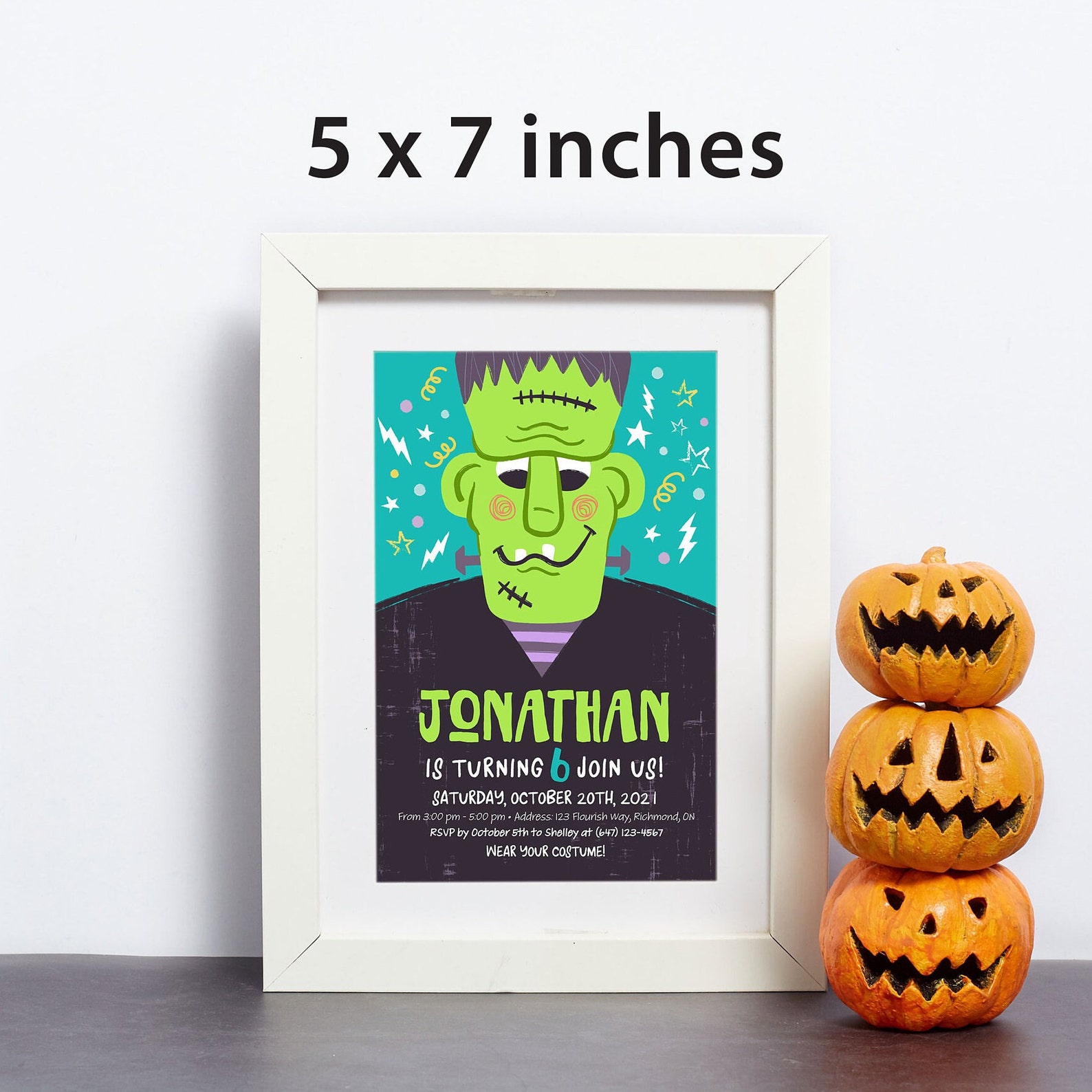 Frankenstein Birthday Invite, Frankenstein Printable, Kids Halloween ...