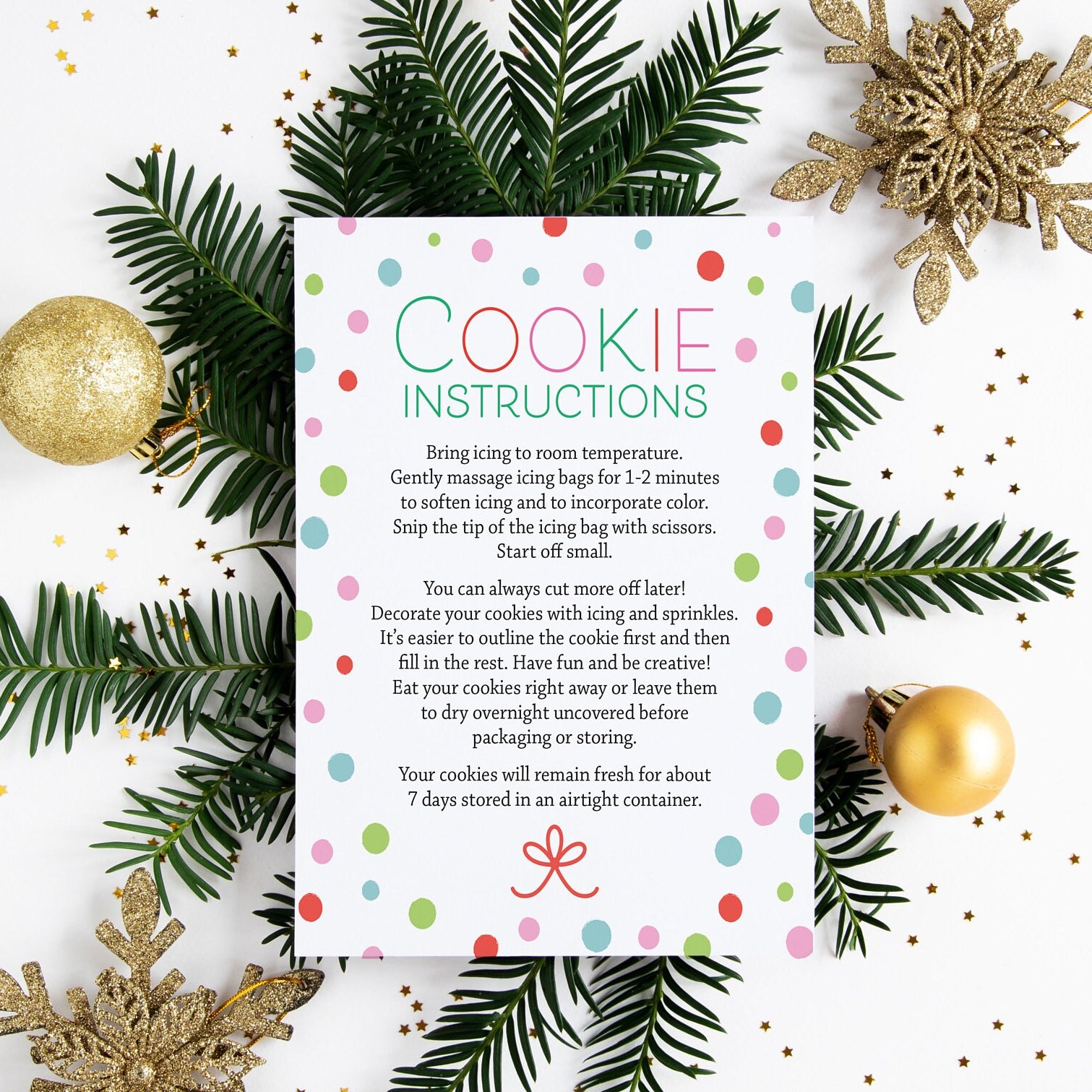 Christmas DIY Cookie Kit Instruction Card, INSTANT Download, Christmas ...
