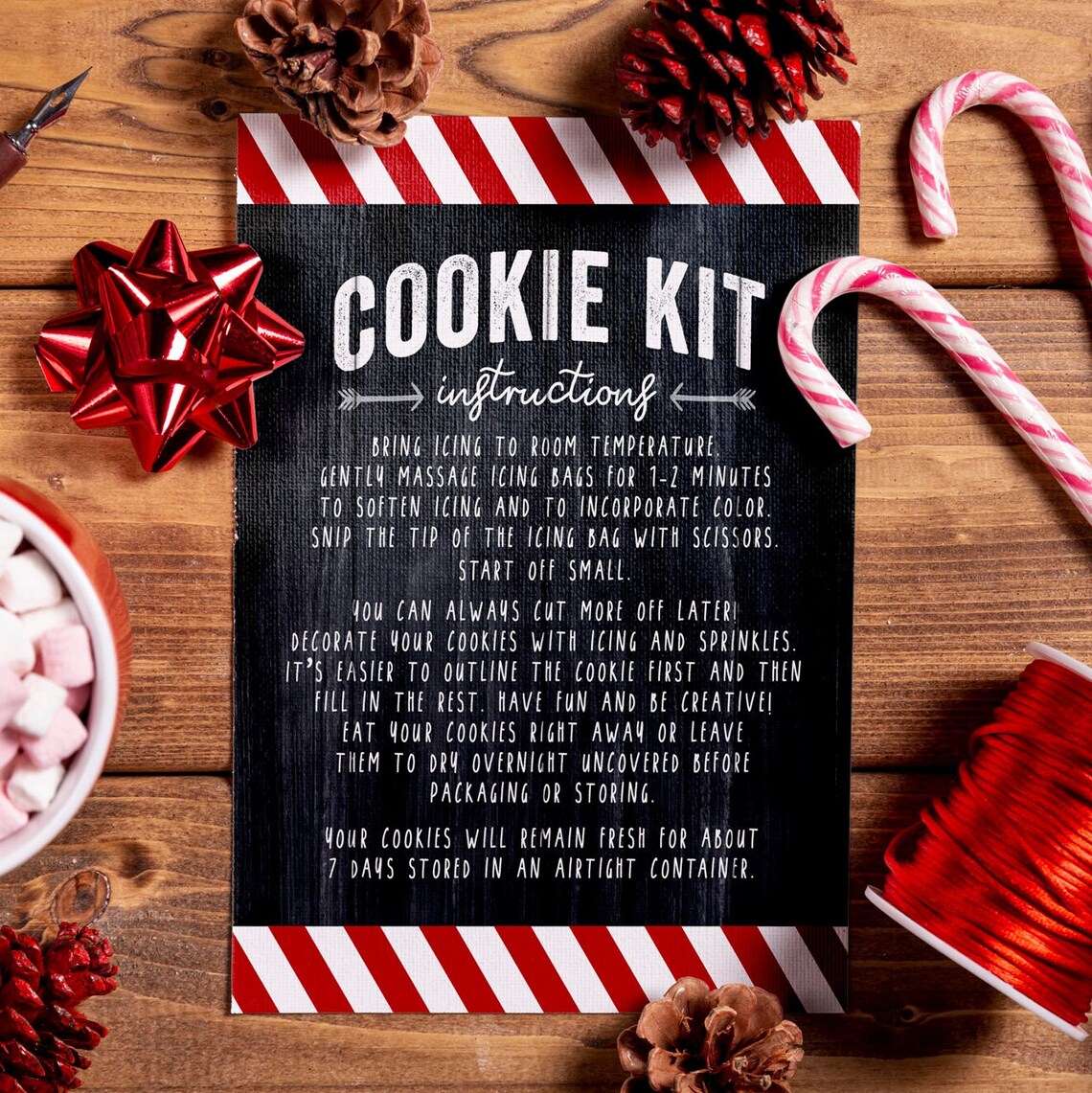 Christmas Cookie Kit Instruction Card: Retro Cottage Core Printable ...