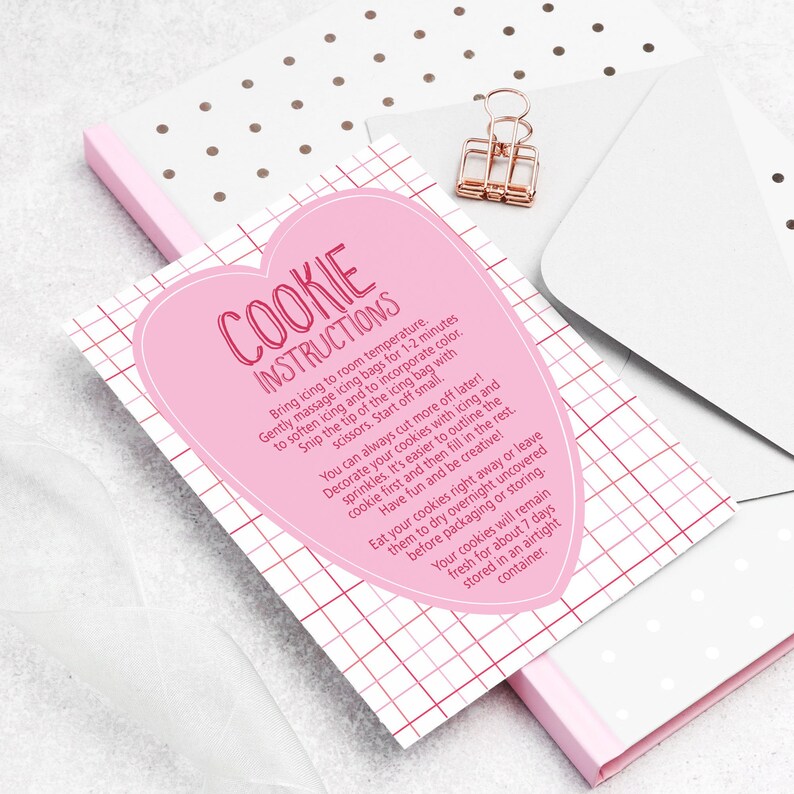 Valentines DIY Cookie Kit Instruction Card, Valentine Cookiecard ...