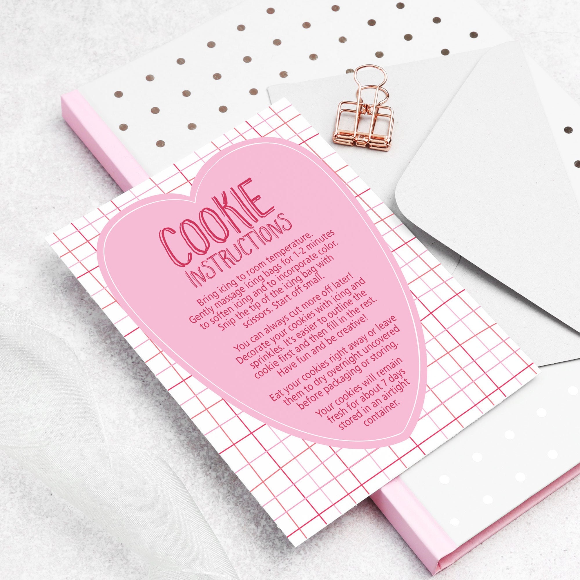 Valentines DIY Cookie Kit Instruction Card, Valentine Cookiecard ...