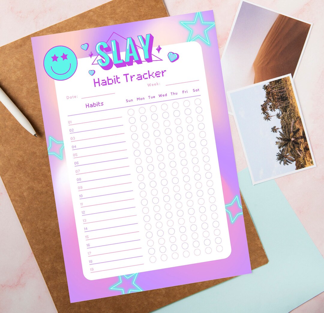 Cyber Y2K Vaporwave Decor Habbit Tracker Dorm Room Essentials Desk ...