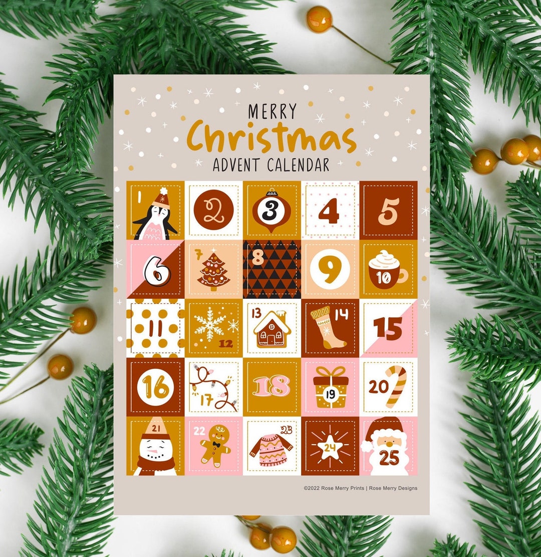 Calendario de Adviento, Actividad de Adviento, Decoración Boho ...