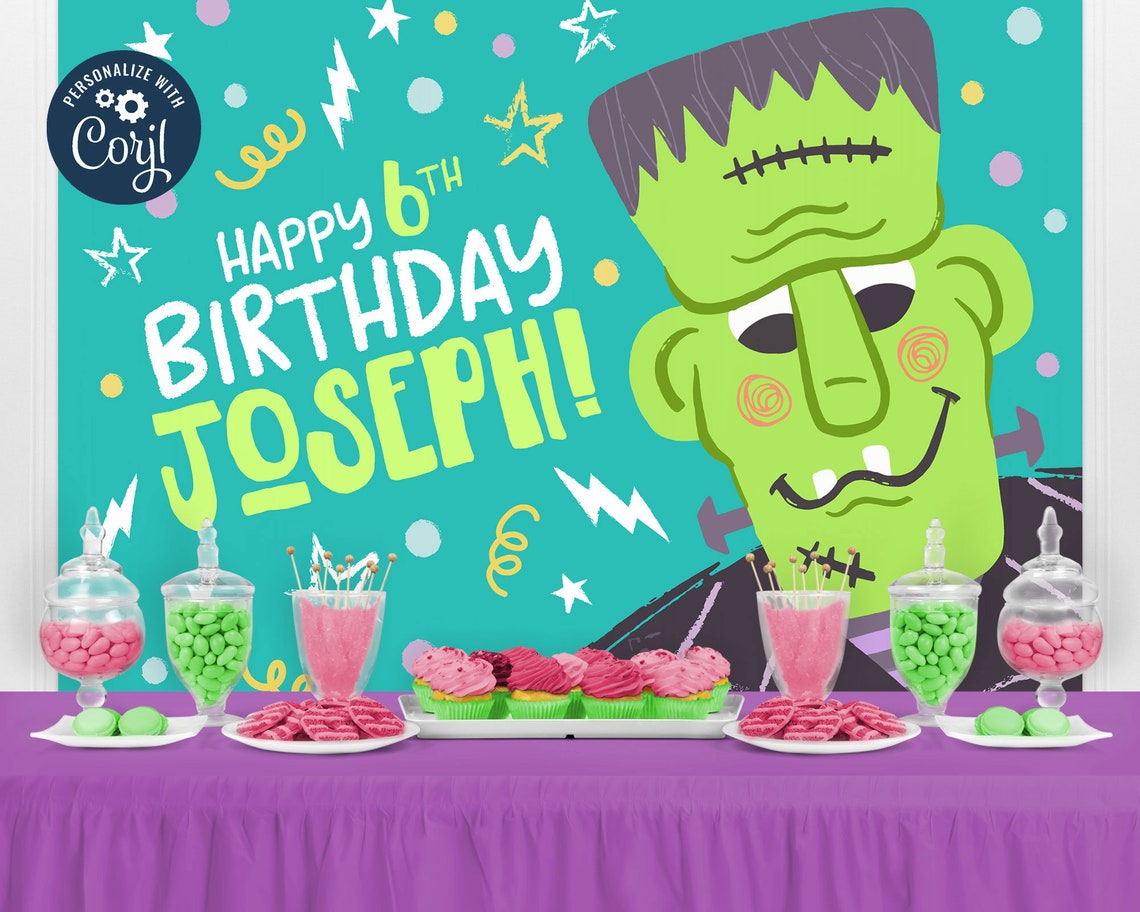 Young Frankenstein Party Backdrop, Custom Backdrop, Frankenstein ...