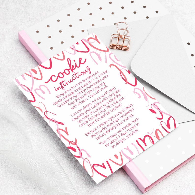 Valentines Cookiecard, DIY Cookie Kit Instruction Card, Valentine ...
