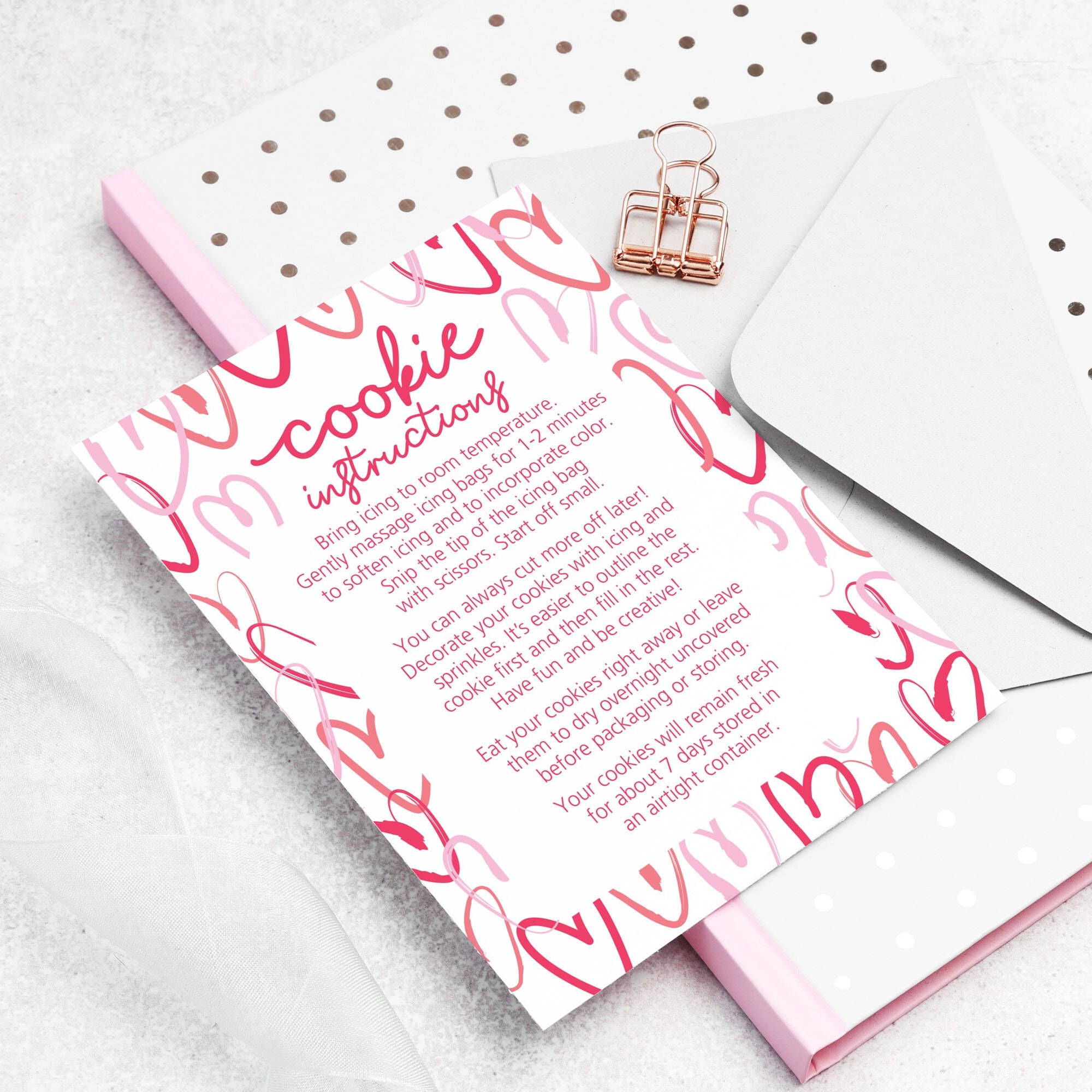 Valentines Cookiecard, DIY Cookie Kit Instruction Card, Valentine ...