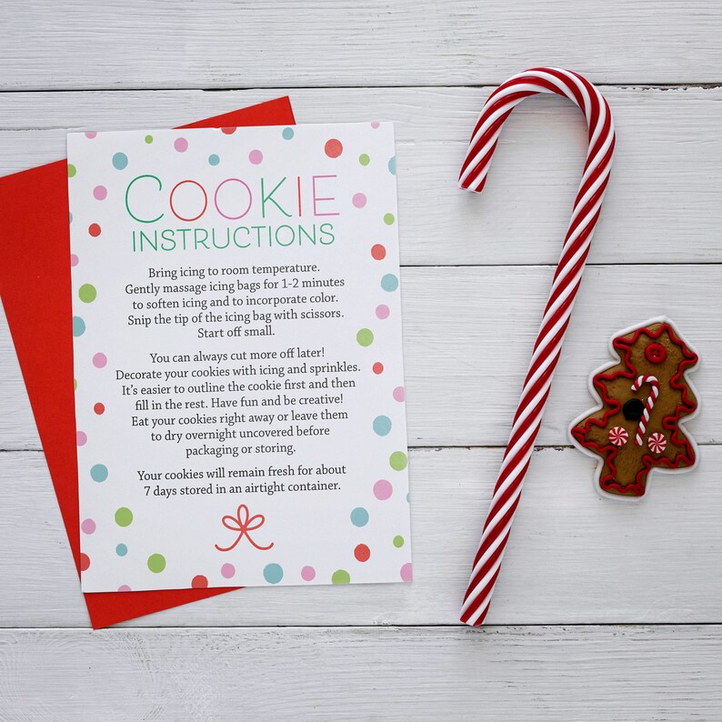 Christmas DIY Cookie Kit Instruction Card, INSTANT Download, Christmas ...