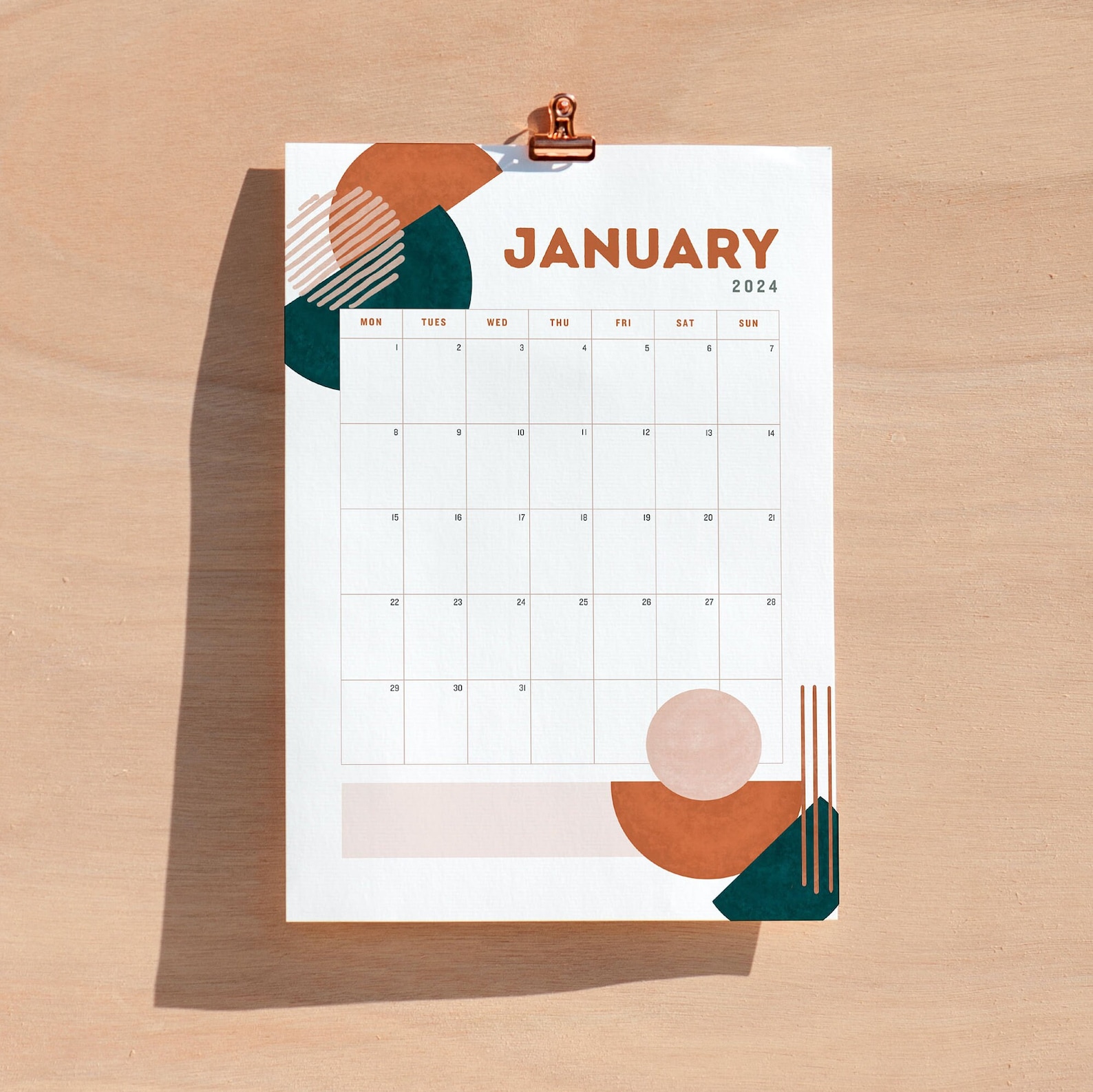 2024 Calendar Printable Boho Calendar Desk Calendar Monthly Do It ...