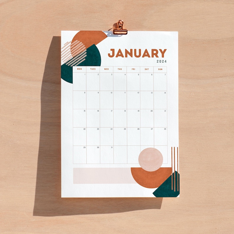 2024 Calendar Printable Boho Calendar Desk Calendar Monthly Do - Etsy