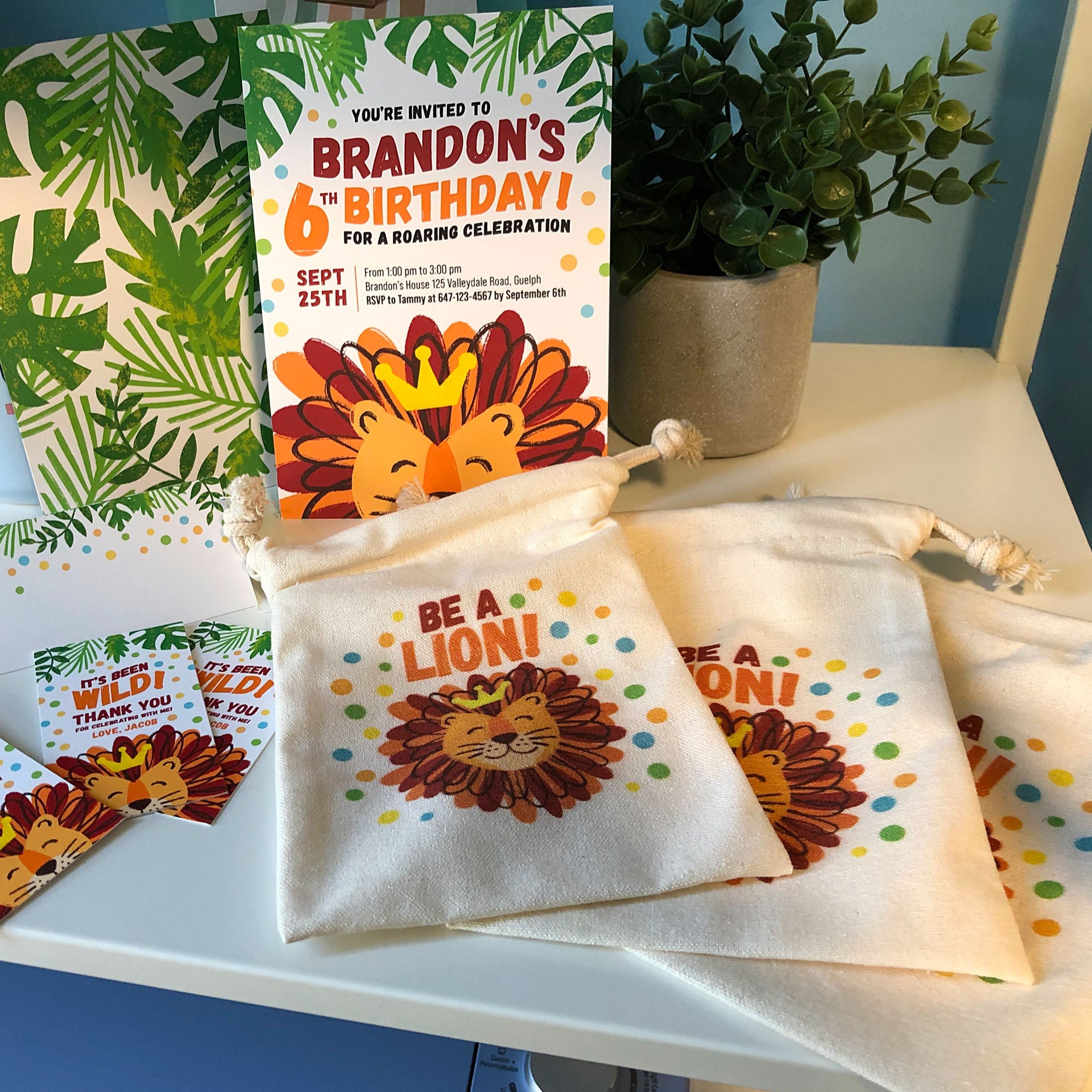 Lion Party Favor Bags, Wild One Birthday, 1st Birthday Lion, Safari ...