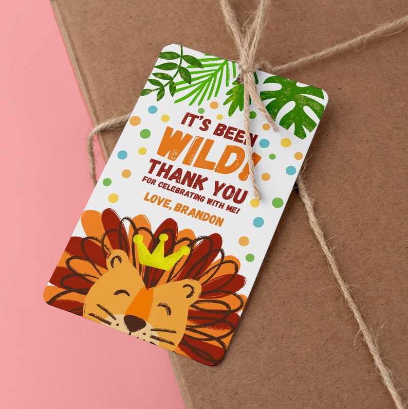 Lion Thank You Tag–birthday Favor Tag–custom Thank You–personalized ...