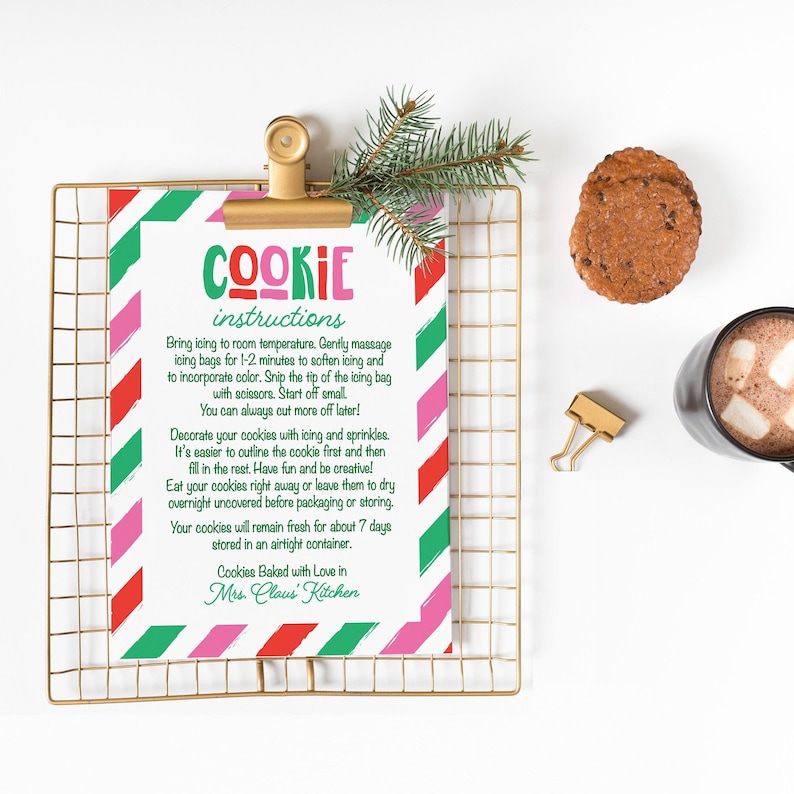 Christmas DIY Cookie Kit Instructions Card, INSTANT Download, Christmas ...