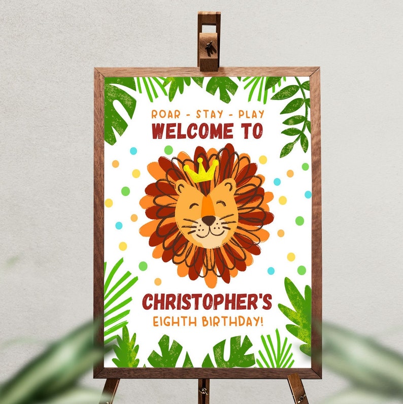 Lion Welcome Sign–custom Printable Digital–diy Boy's Birthday Party ...