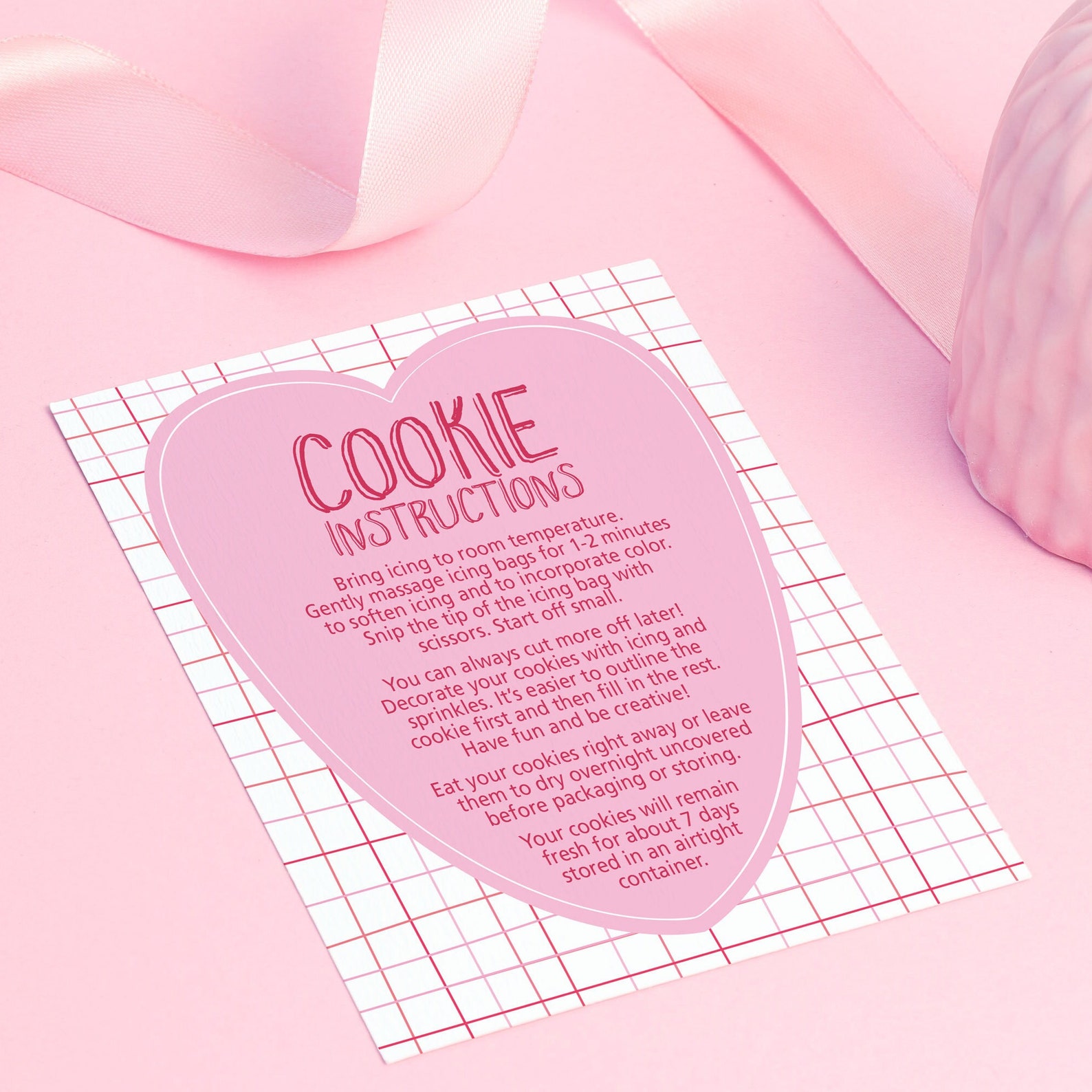 Valentines DIY Cookie Kit Instruction Card, Valentine Cookiecard ...