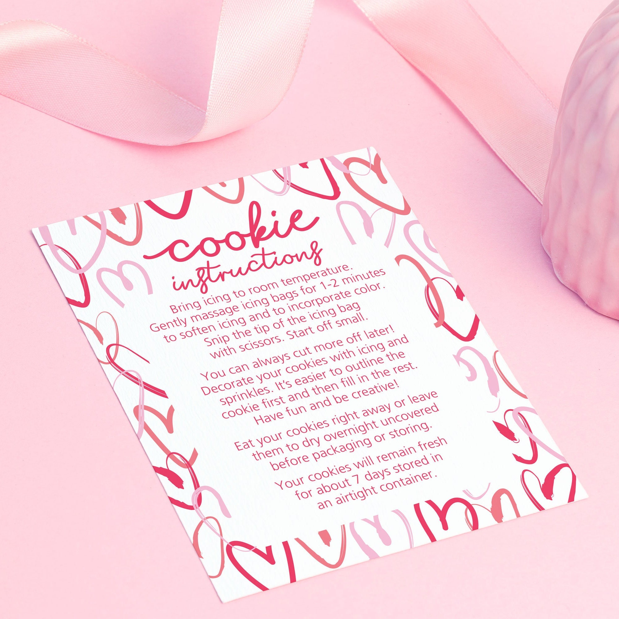 Valentines Cookiecard, DIY Cookie Kit Instruction Card, Valentine ...