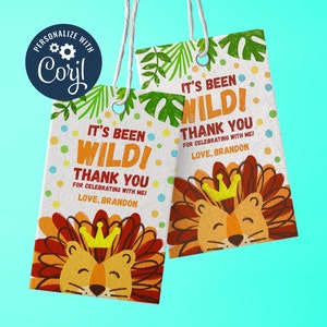 Lion Thank You Tag–birthday Favor Tag–custom Thank You–personalized ...