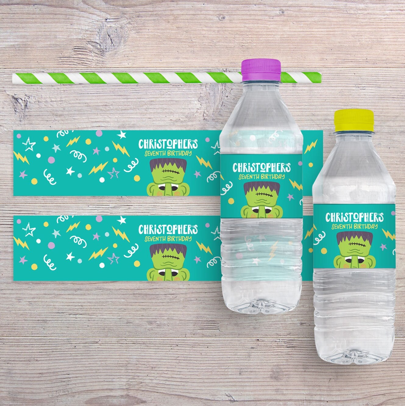 Editable Frankenstein Water Bottle Label, Pastel Goth Decor, Customized ...