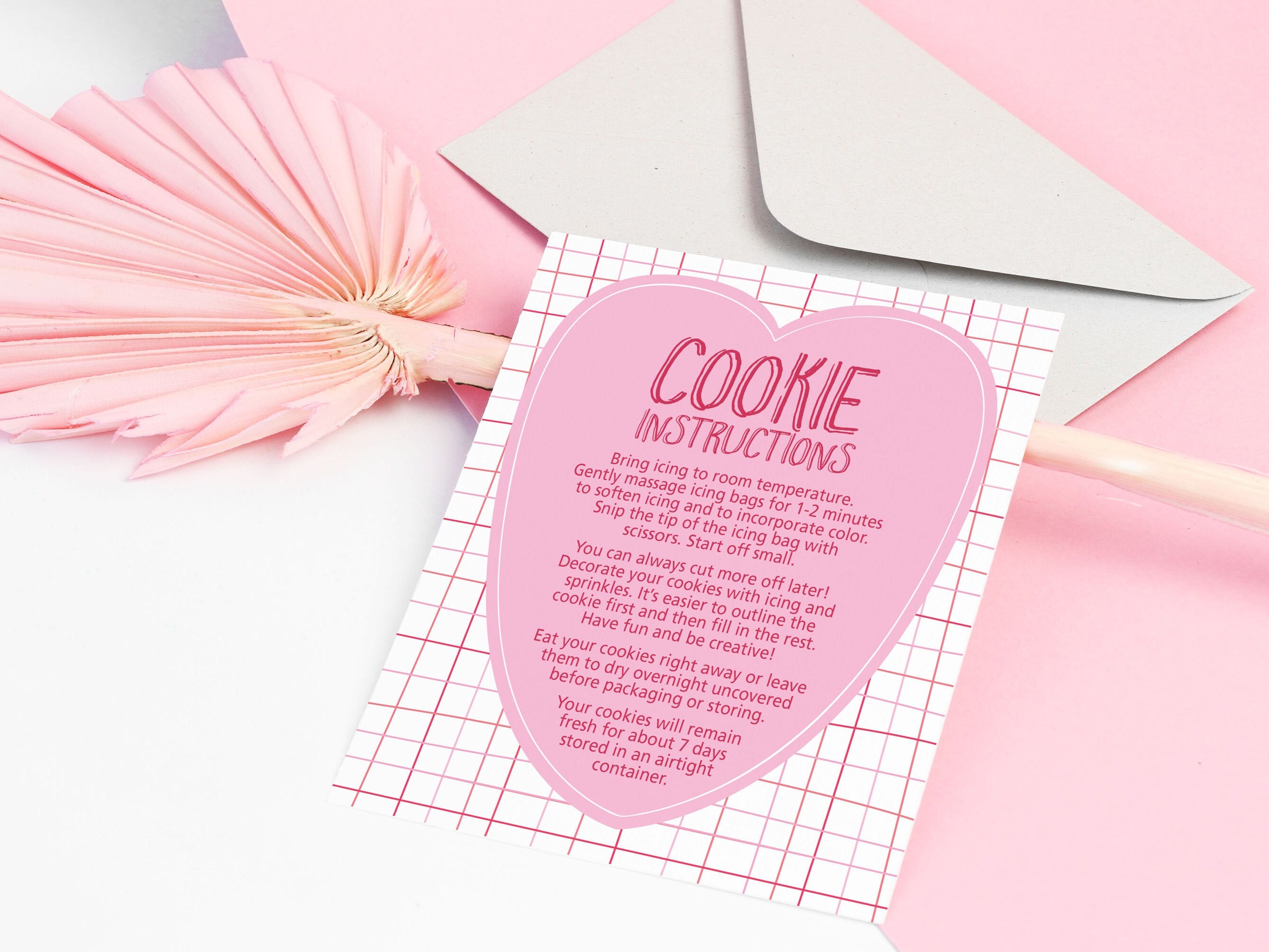 Valentines DIY Cookie Kit Instruction Card, Valentine Cookiecard ...