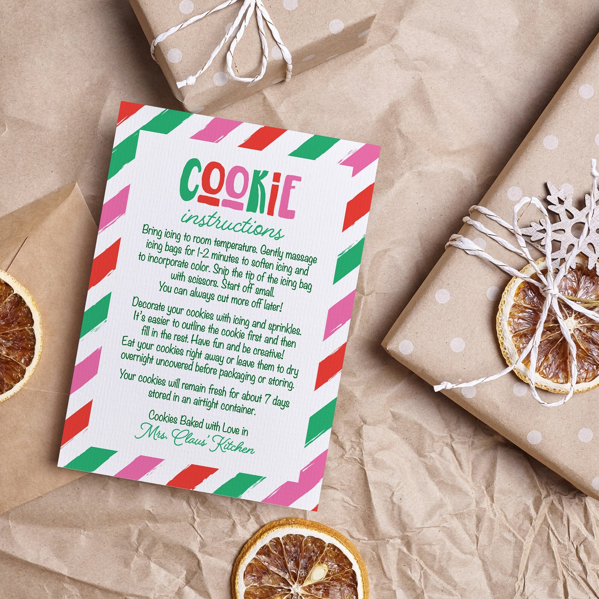 Christmas DIY Cookie Kit Instructions Card, INSTANT Download, Christmas ...