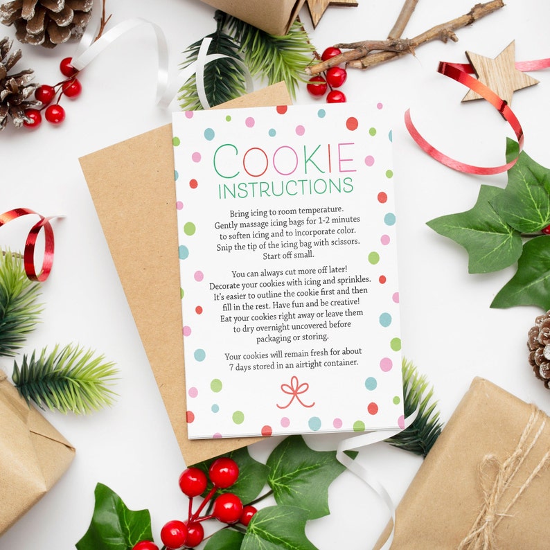 Christmas DIY Cookie Kit Instruction Card, INSTANT Download, Christmas ...