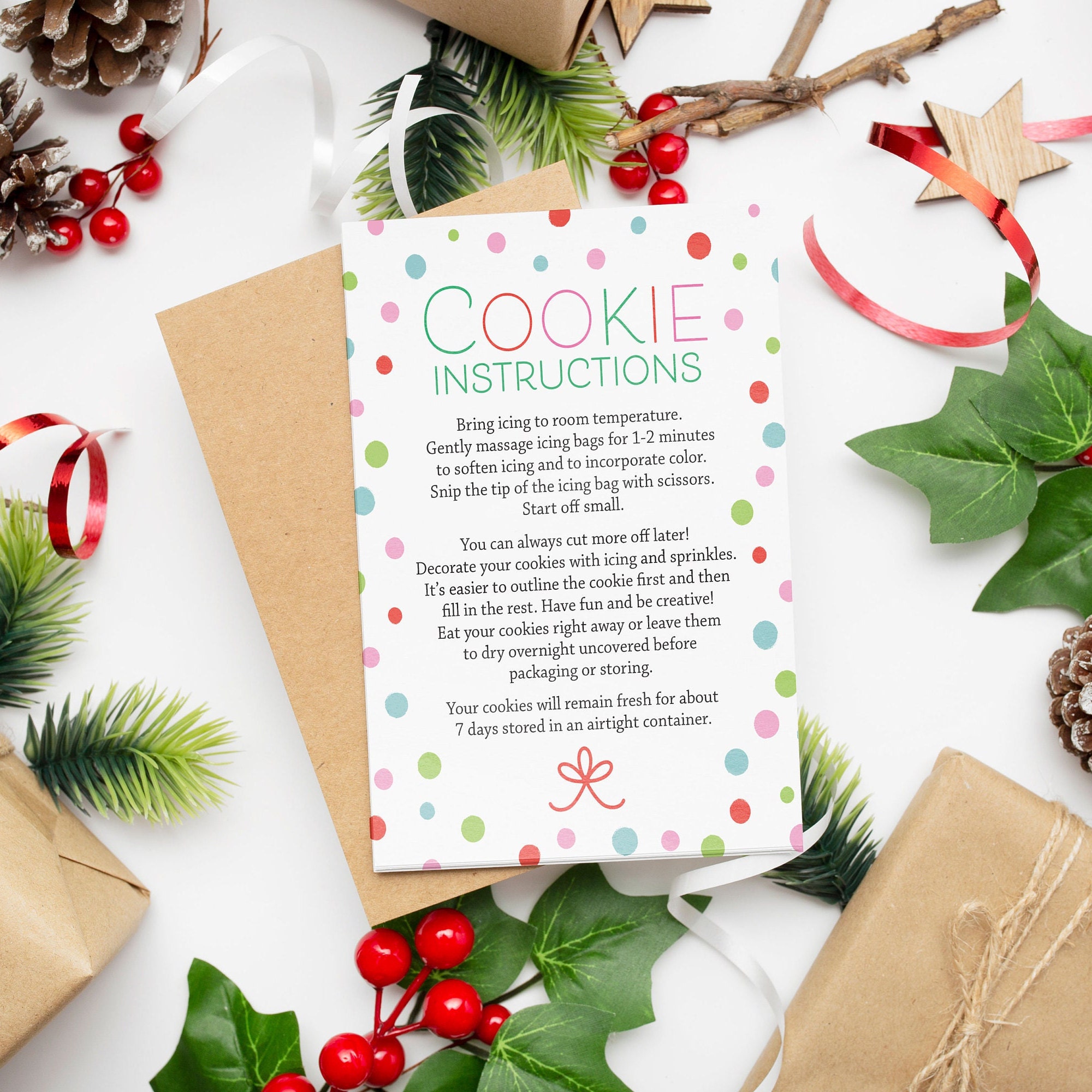 Christmas DIY Cookie Kit Instruction Card, INSTANT Download, Christmas ...