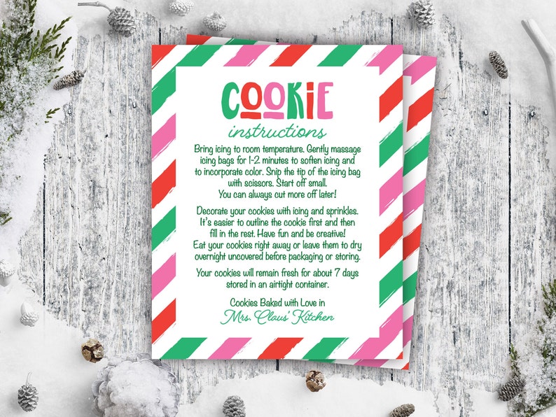 Christmas DIY Cookie Kit Instructions Card, INSTANT Download, Christmas ...
