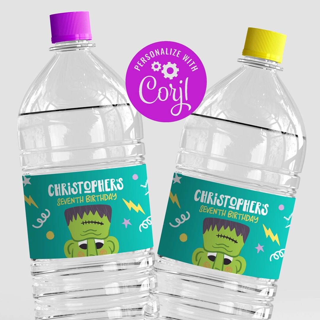 Editable Frankenstein Water Bottle Label, Pastel Goth Decor, Customized ...