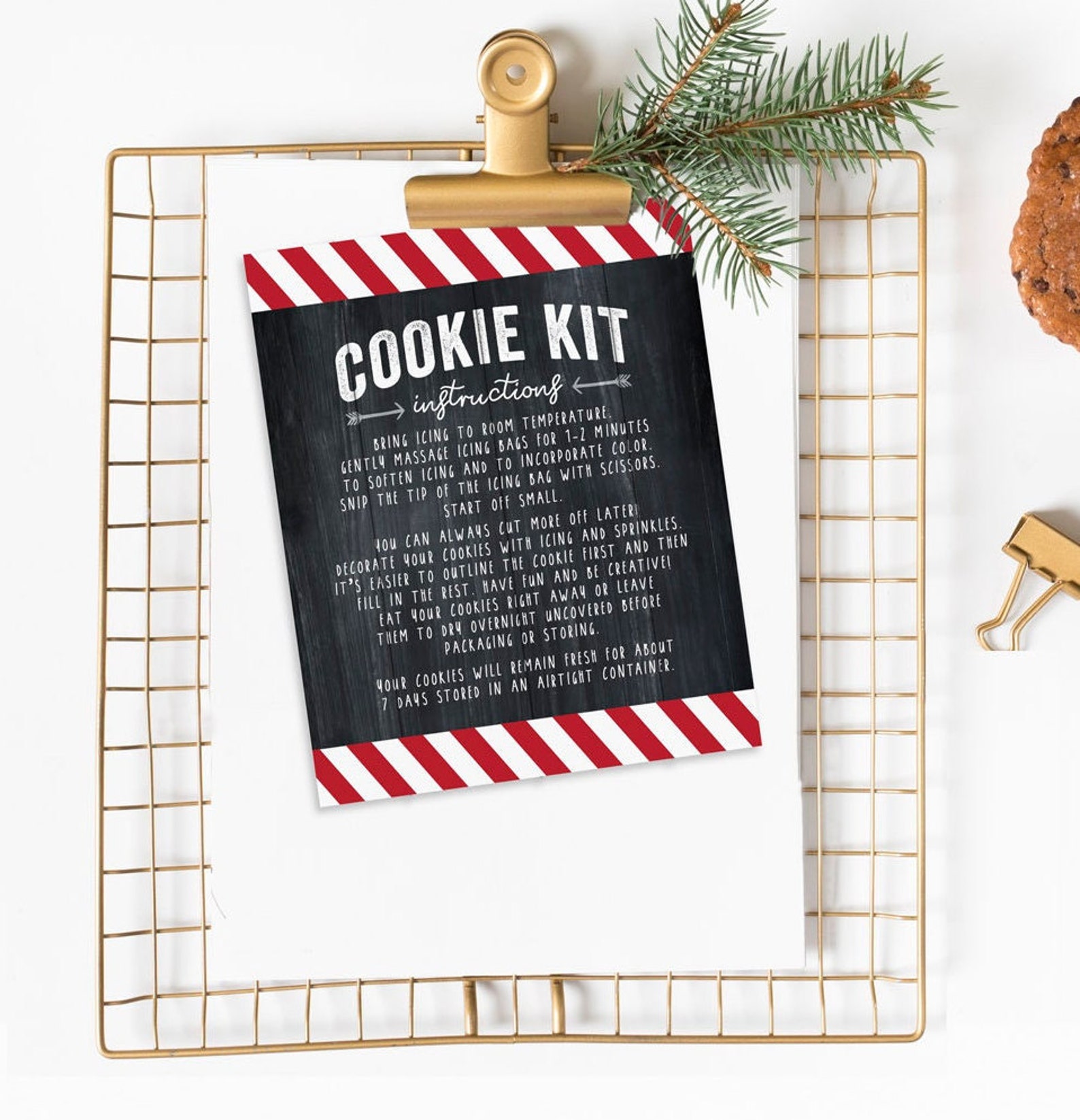 Christmas Cookie Kit Instruction Card: Retro Cottage Core Printable ...