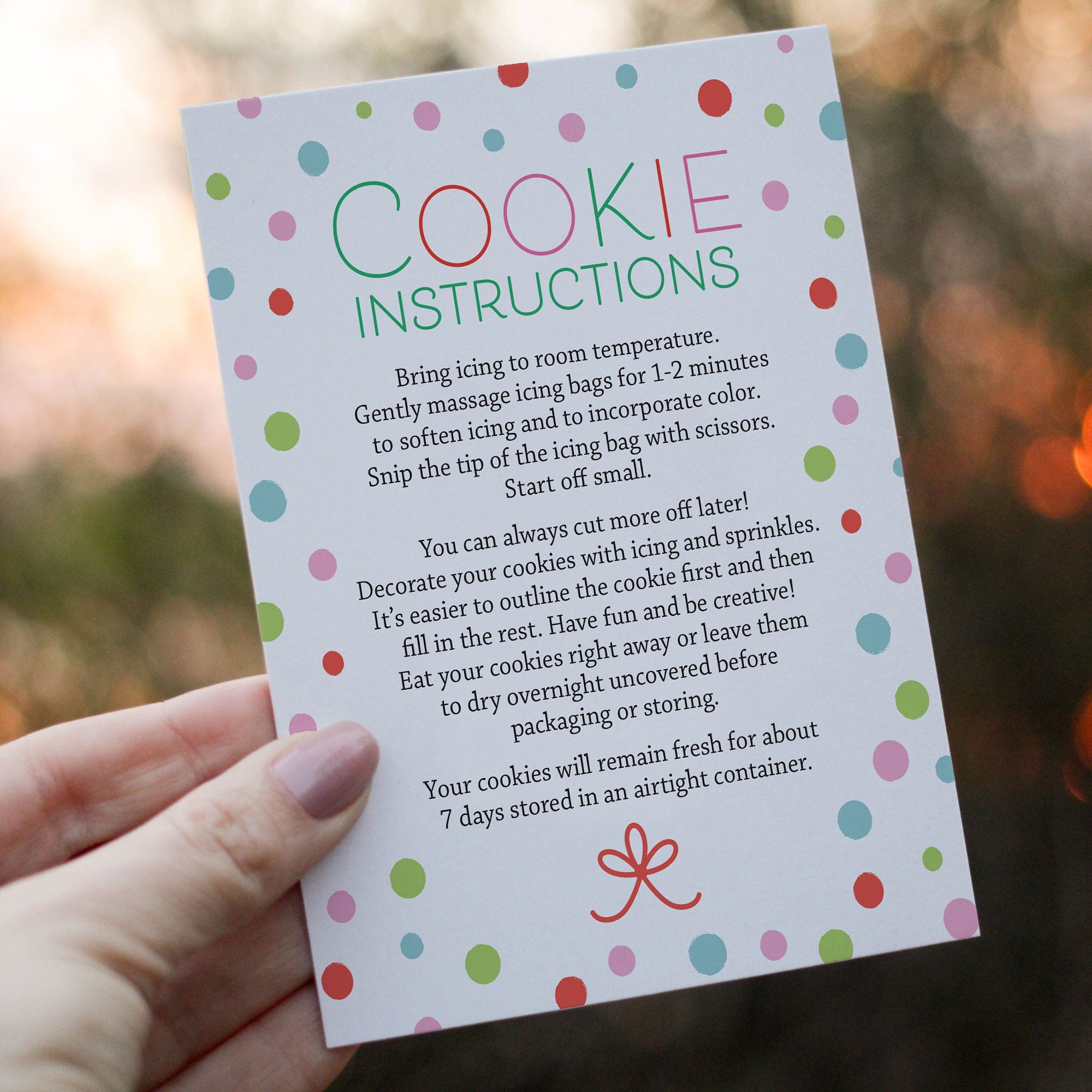 Christmas DIY Cookie Kit Instruction Card, INSTANT Download, Christmas ...