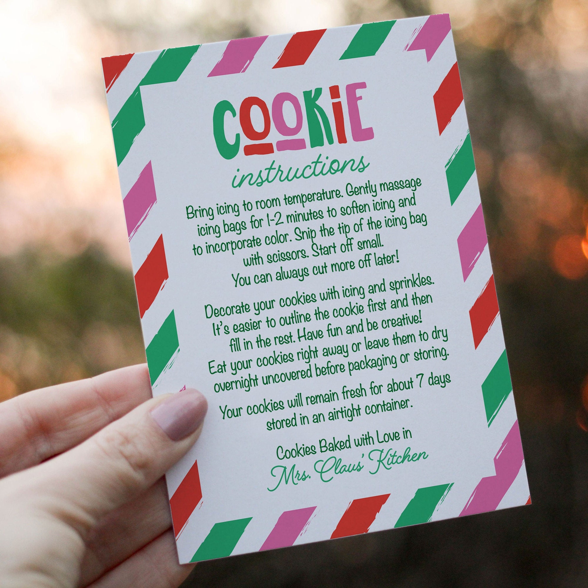 Christmas DIY Cookie Kit Instructions Card, INSTANT Download, Christmas ...