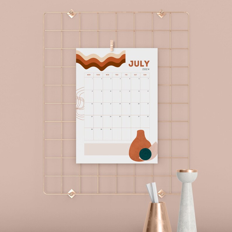 2024 Calendar Printable Boho Calendar Desk Calendar Monthly Do It ...