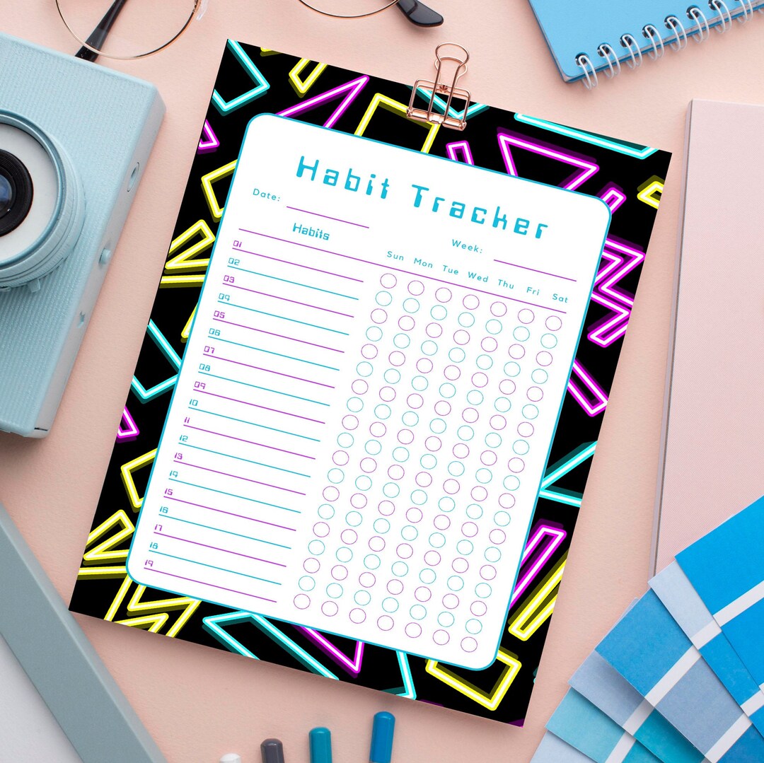 Vaporwave Habit Tracker Printable: Dorm Room Decor (PDF) - Etsy