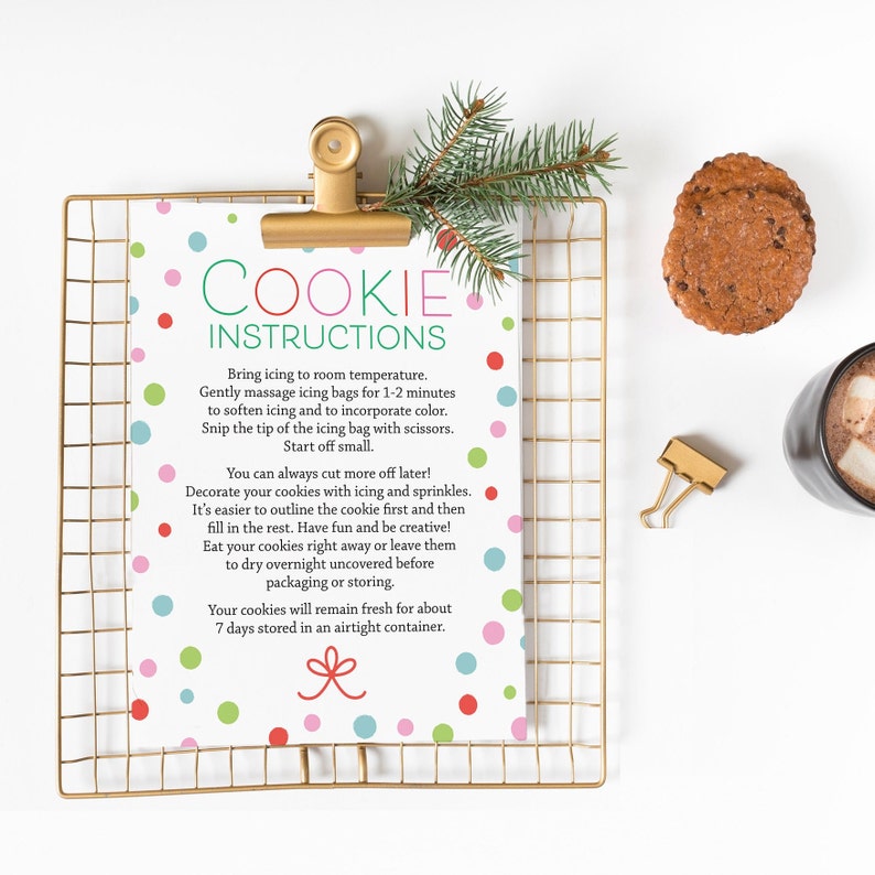Christmas DIY Cookie Kit Instruction Card, INSTANT Download, Christmas ...