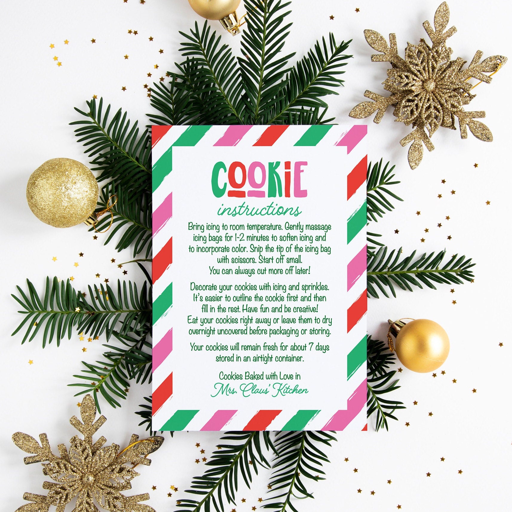 Christmas DIY Cookie Kit Instructions Card, INSTANT Download, Christmas ...