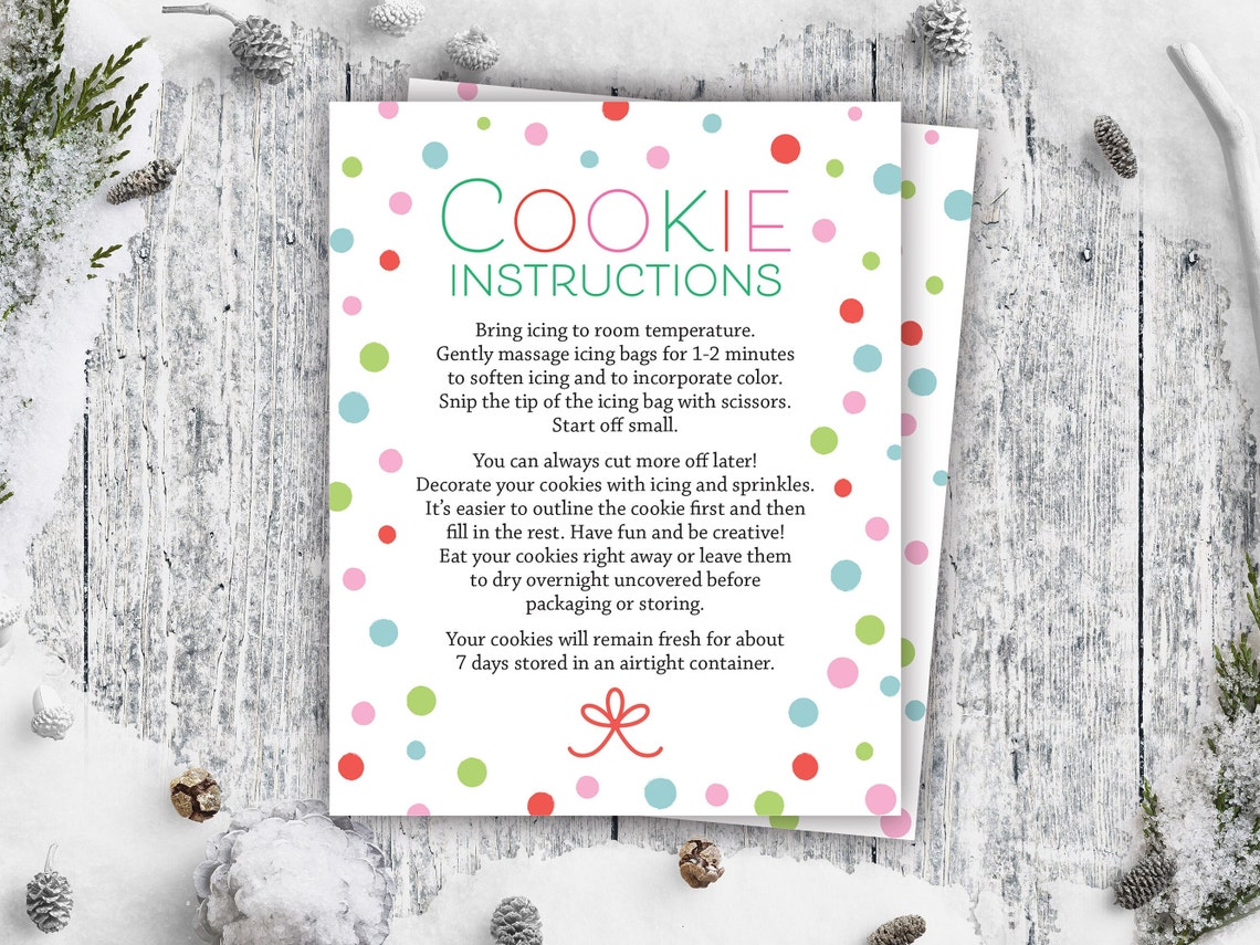 Christmas DIY Cookie Kit Instruction Card, INSTANT Download, Christmas ...