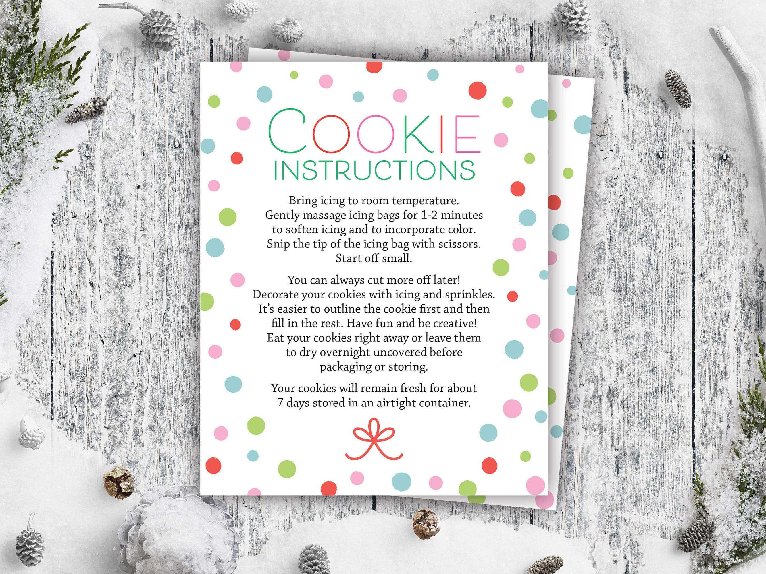 Christmas DIY Cookie Kit Instruction Card, INSTANT Download, Christmas ...