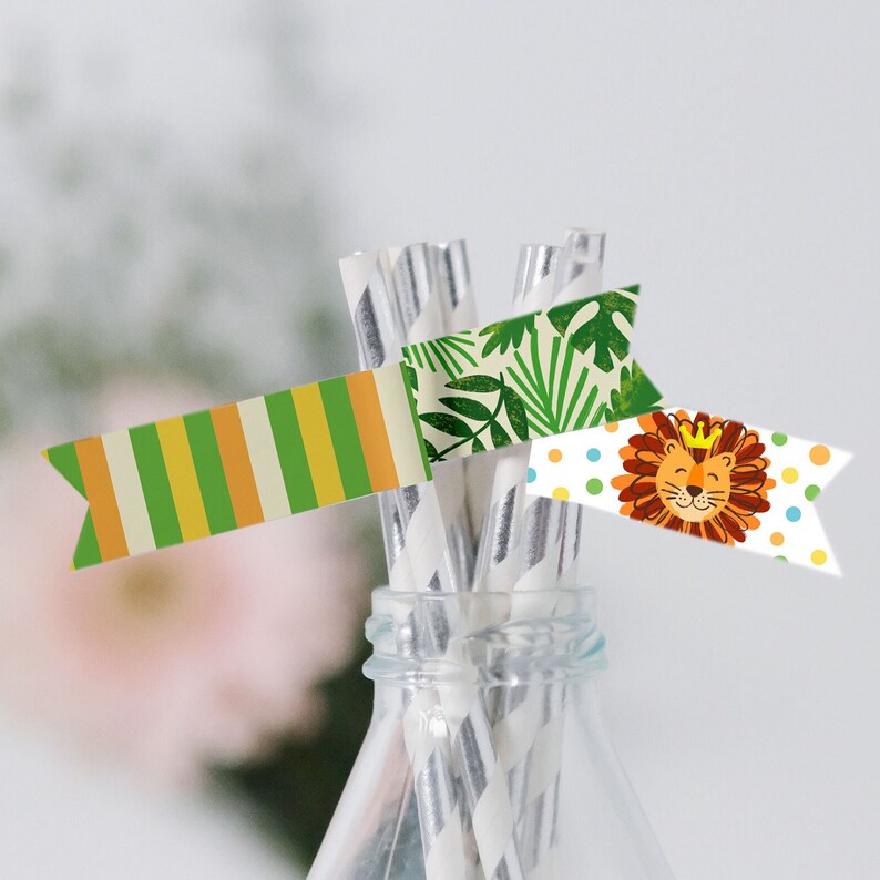 Lion Straw Flags – Printable Straw Flag – Digital PDF – Boy Party Decor ...